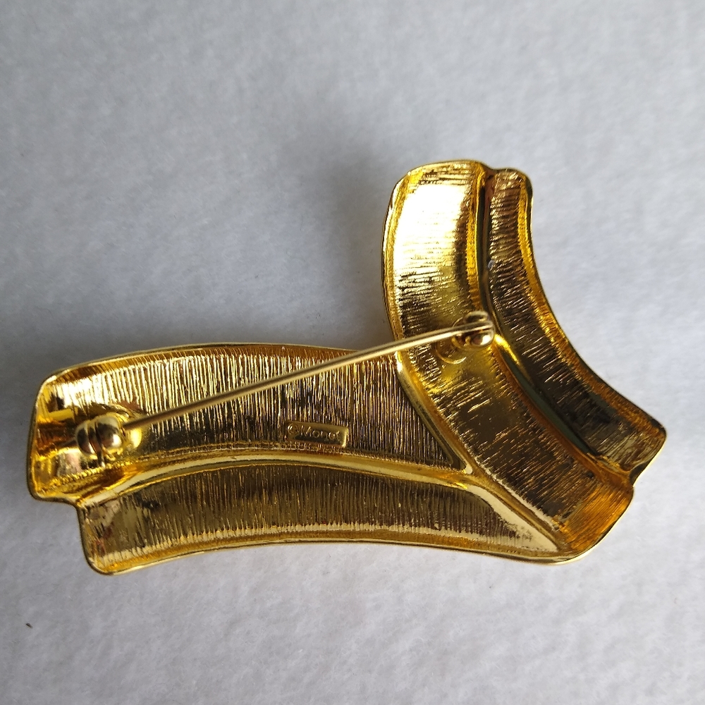 Vintage Signed Monet Check Mark Brooch Pin Gold Tone … - Gem